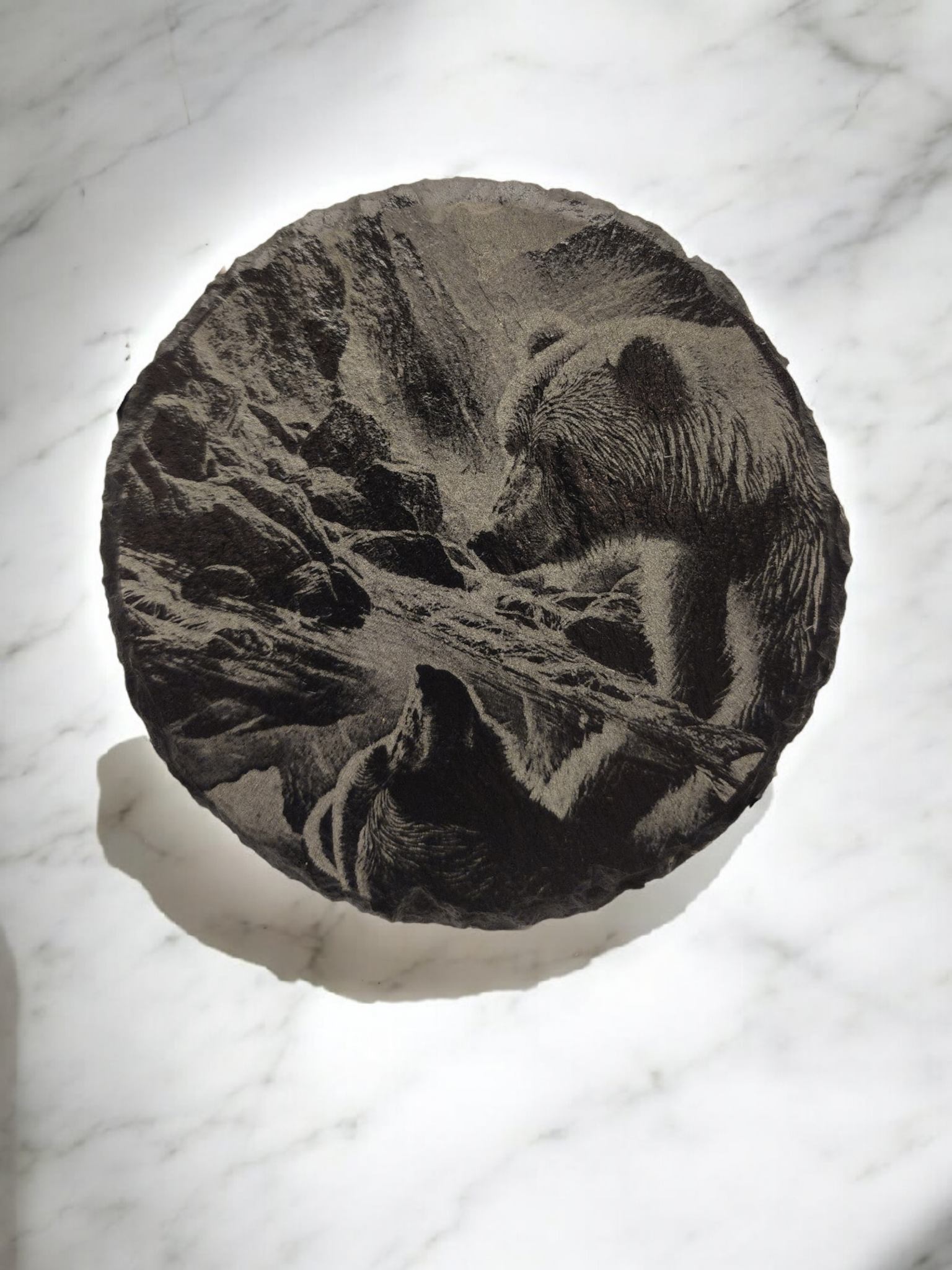 Slate Coaster - Bear 4" round (set of 4) – Toll Gate Farm Laser Creations