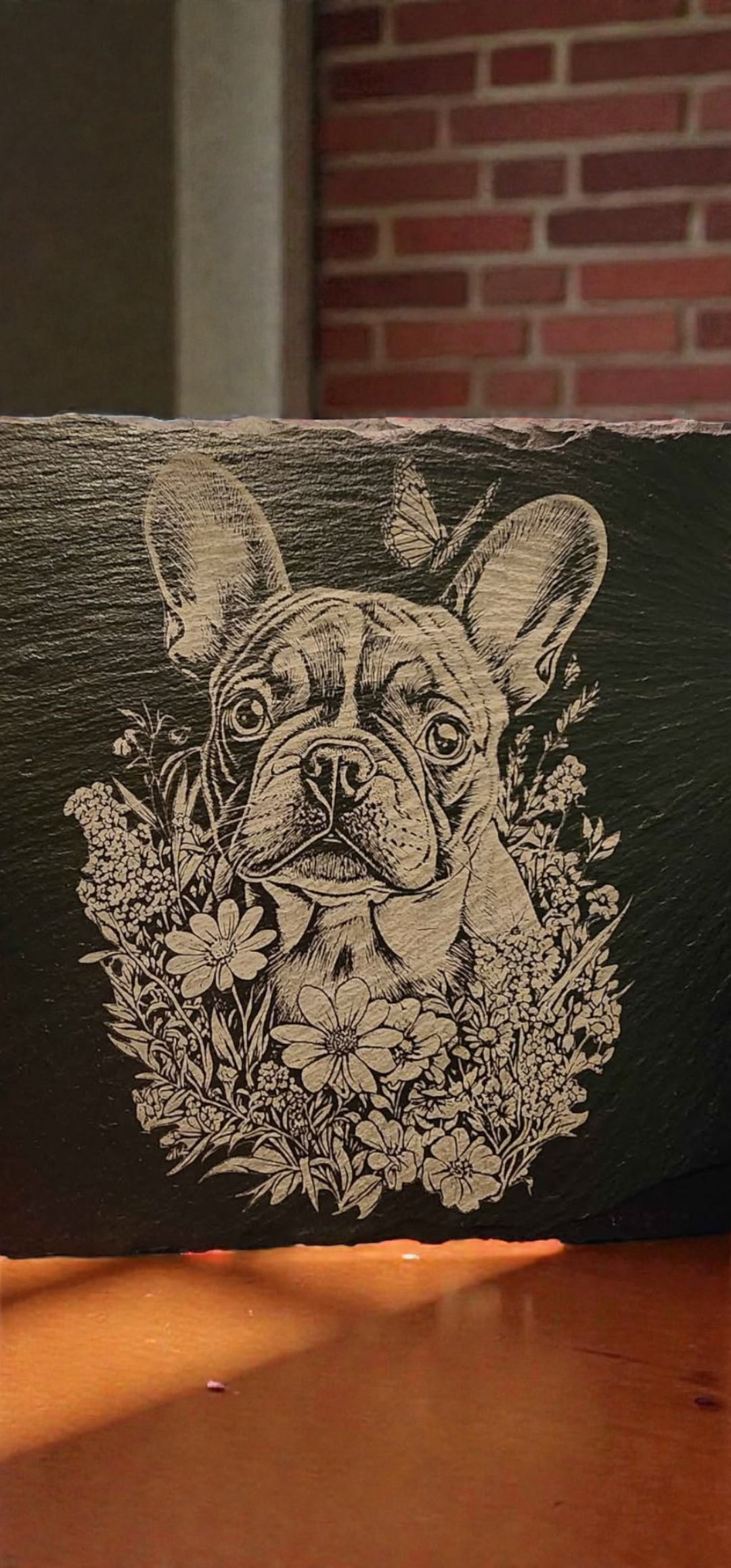 8x8 Engraved Slate Square- French Bulldog – Toll Gate Farm Laser Creations